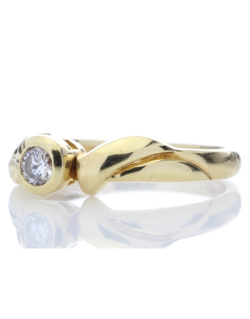 Globalstar 18ct Single Stone Fancy Rub Over Set Diamond Ring D SI 0.17 ...