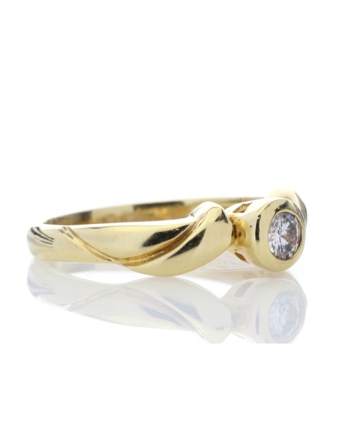 Globalstar 18ct Single Stone Fancy Rub Over Set Diamond Ring D SI 0.17 ...