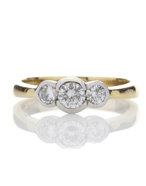 Globalstar 18ct Three Stone Rub Over Set Diamond Ring 0.65 Carats
