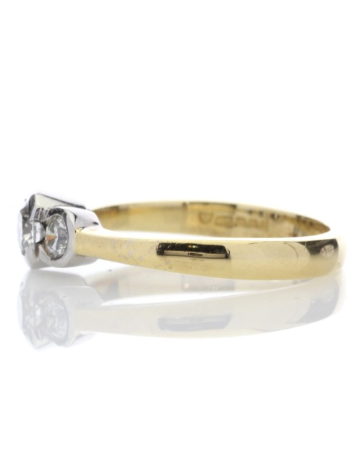 Globalstar 18ct Three Stone Rub Over Set Diamond Ring 0.65 Carats